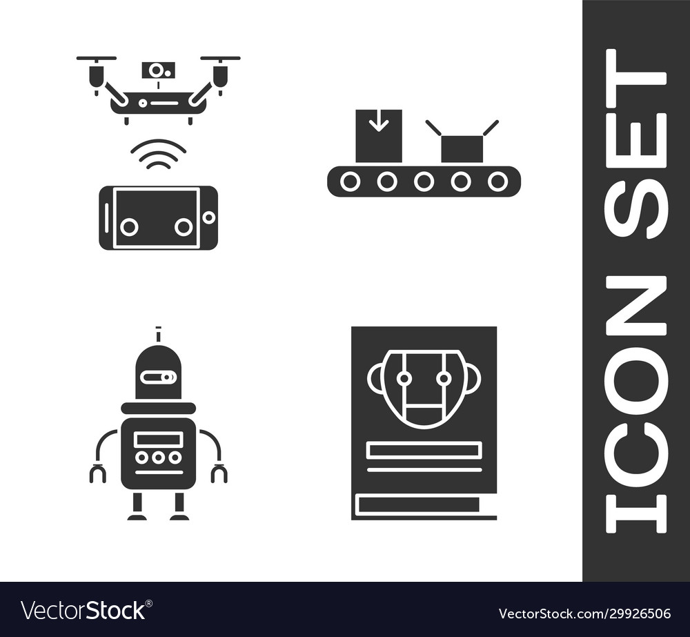 Set user manual remote aerial drone robot Vector Image