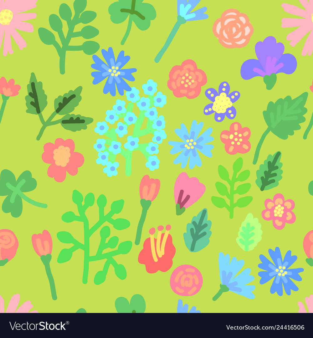 Simple flowers seamless pattern Royalty Free Vector Image