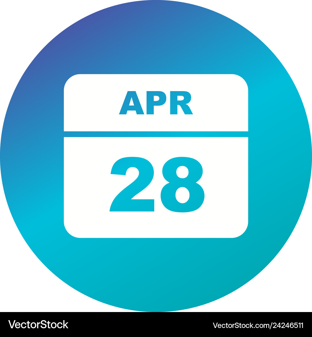 April 28th date on a single day calendar Vector Image