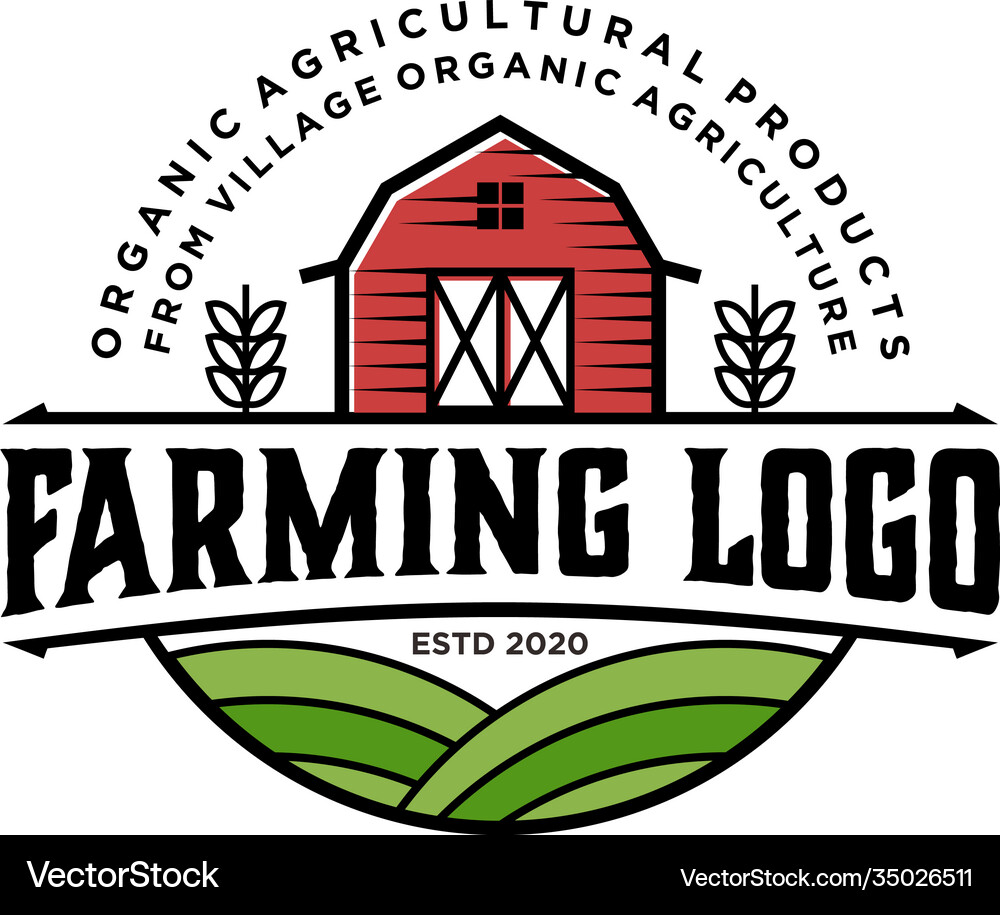 Barn house farming logo design Royalty Free Vector Image