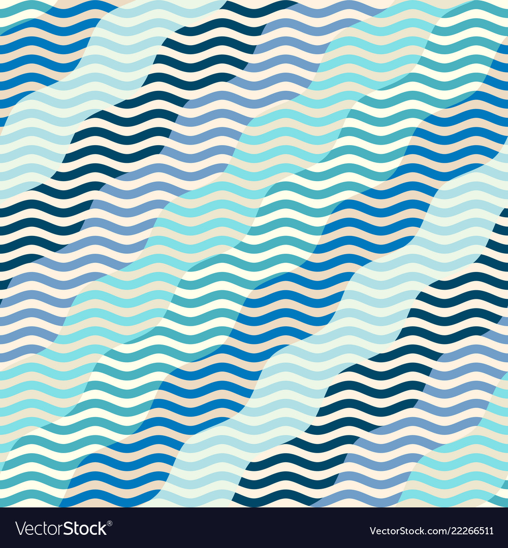 Blue waves pattern in patchwork style Royalty Free Vector
