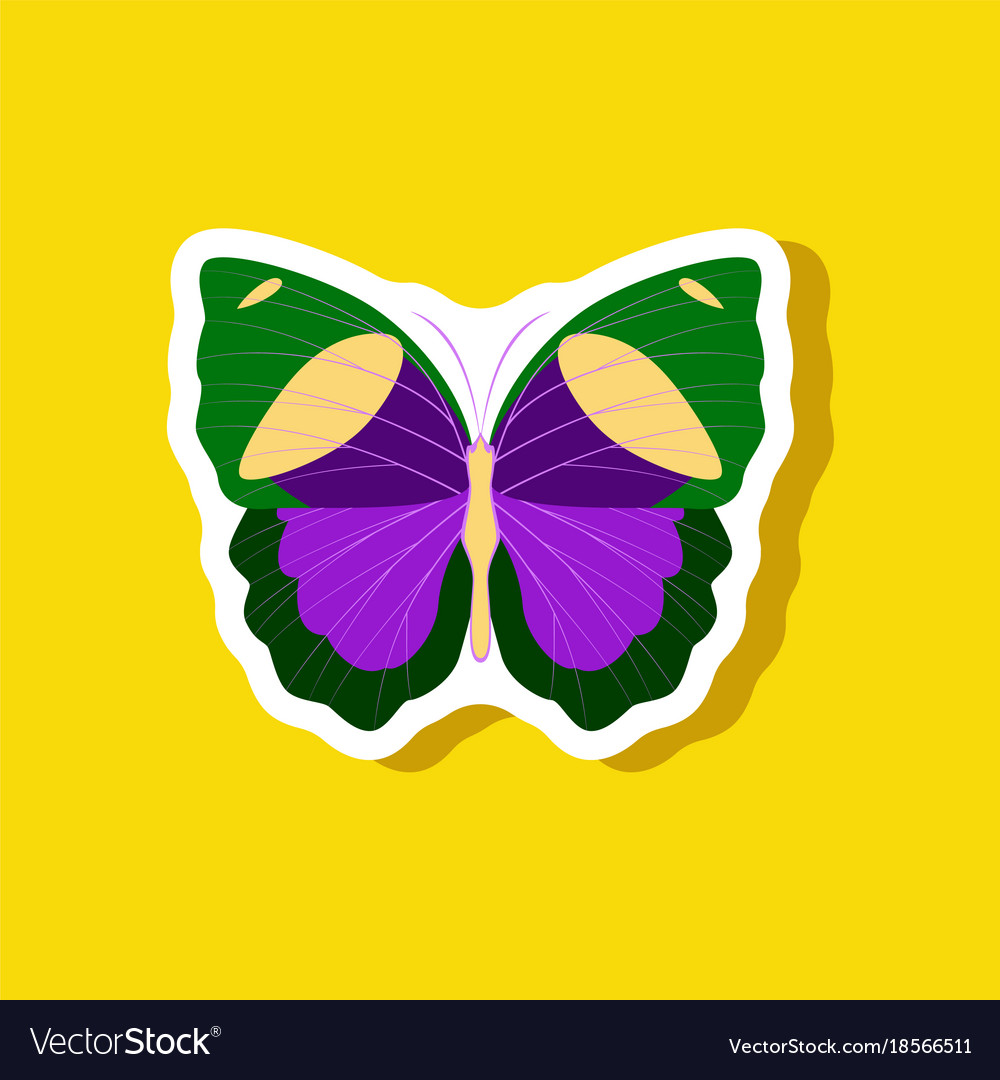 Butterfly Paper Sticker On Stylish Background Vector Image