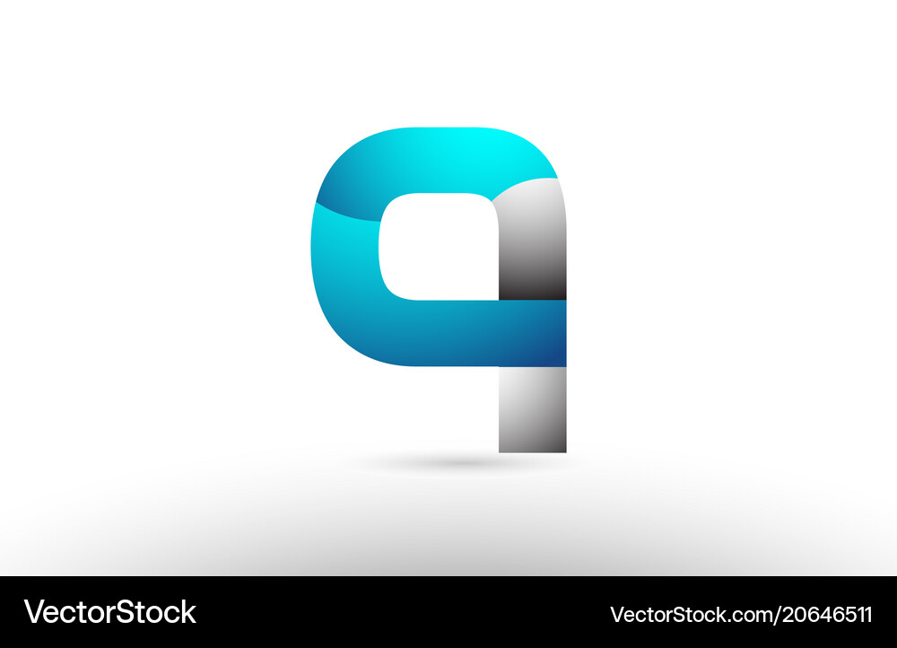 Grey blue alphabet letter q logo 3d design Vector Image