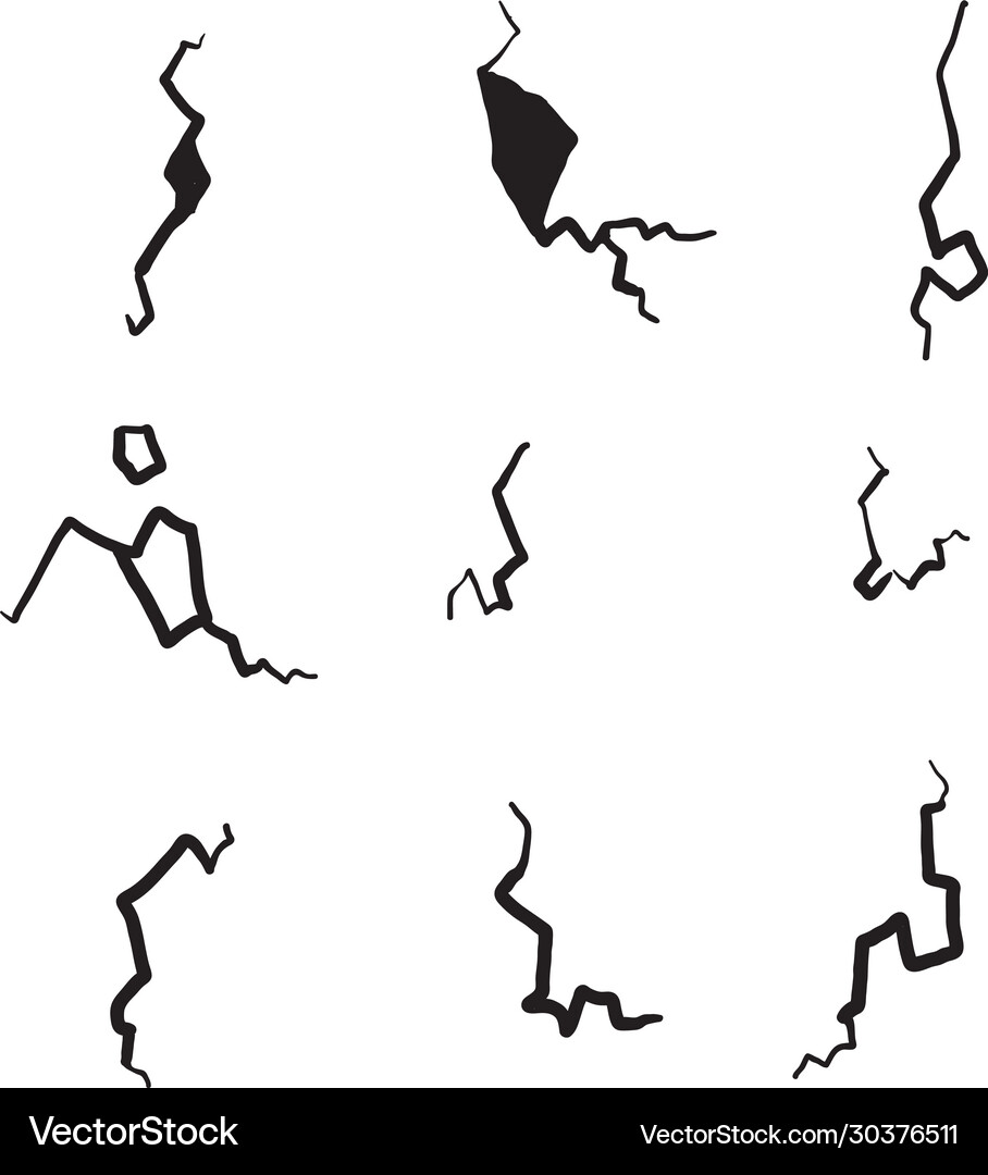 Hand drawn doodle crack element with cartoon art Vector Image