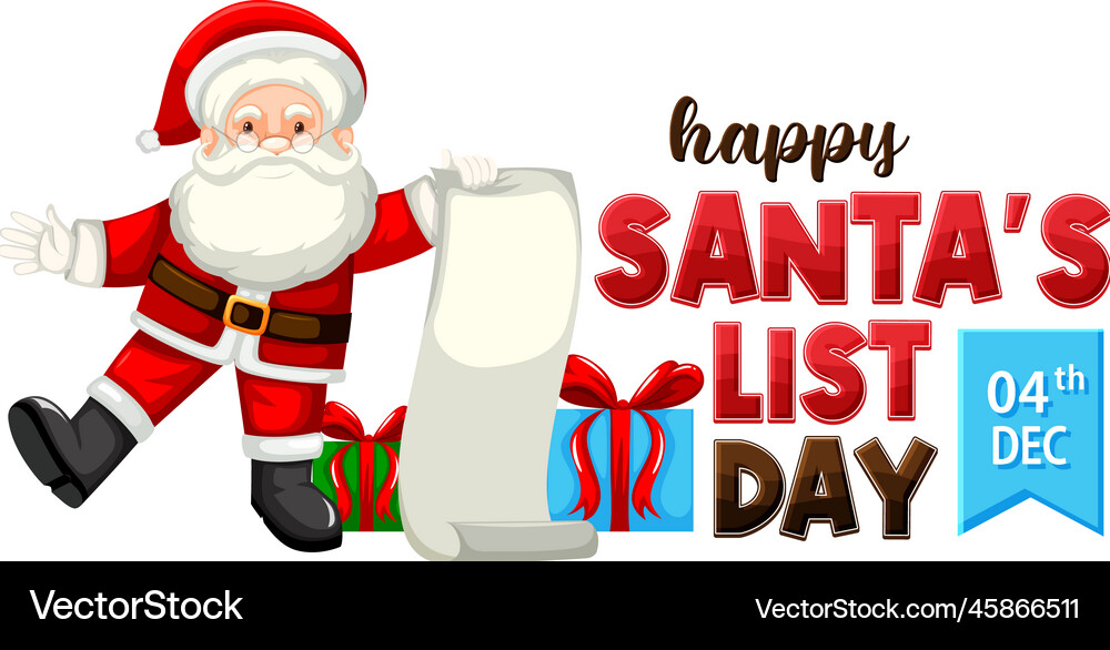 Happy santa list banner design Royalty Free Vector Image