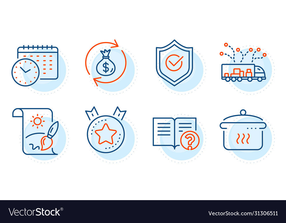 Help approved shield and ranking star icons set Vector Image Help approved shield and ranking star icons set Vector Image