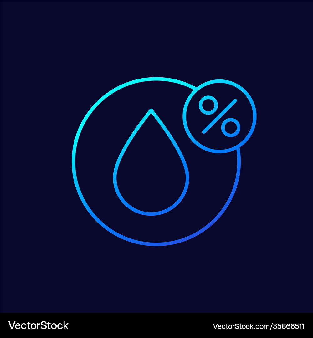 Humidity linear icon water drop and percent Vector Image