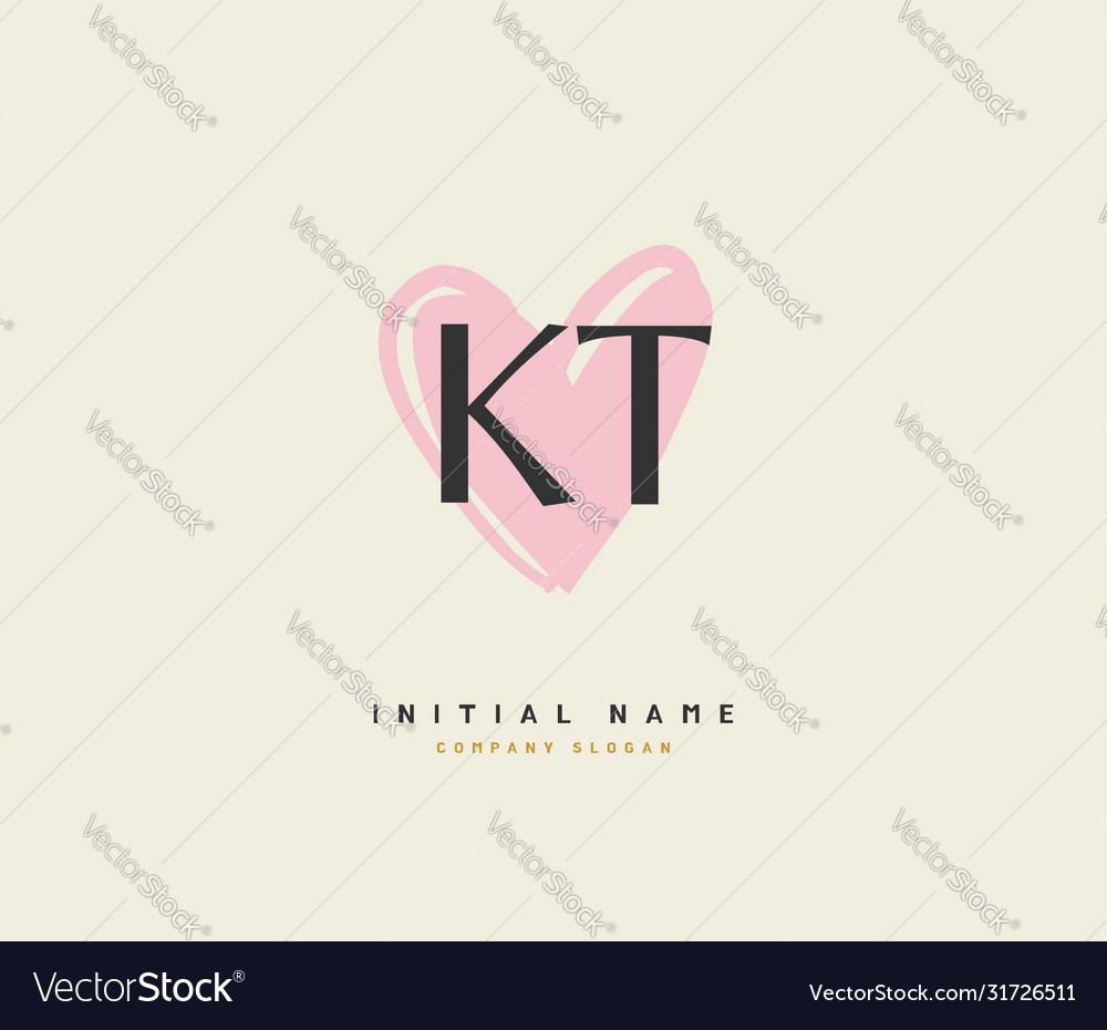 K T Kt Beauty Initial Logo Handwriting Logo Vector Image
