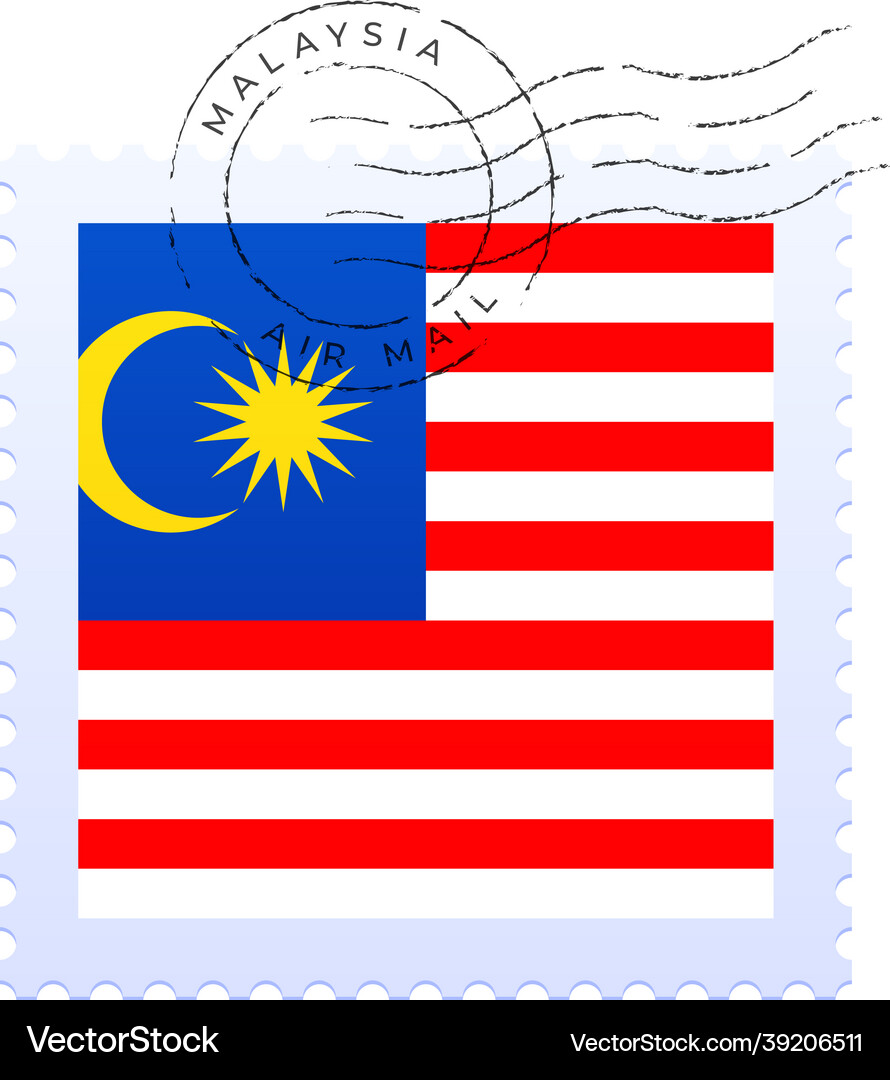 Malaysia postage mark national flag stamp Vector Image