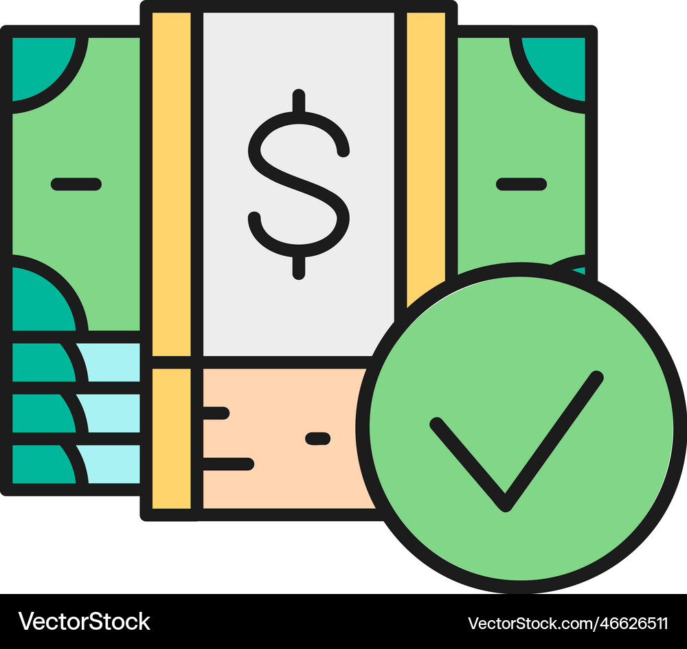 Money banknotes with check mark credit approved Vector Image