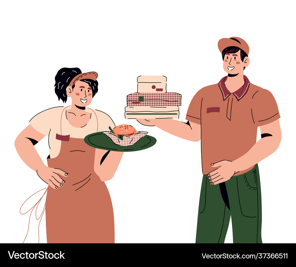 Restaurant or fast food cafe workers - waitress Vector Image