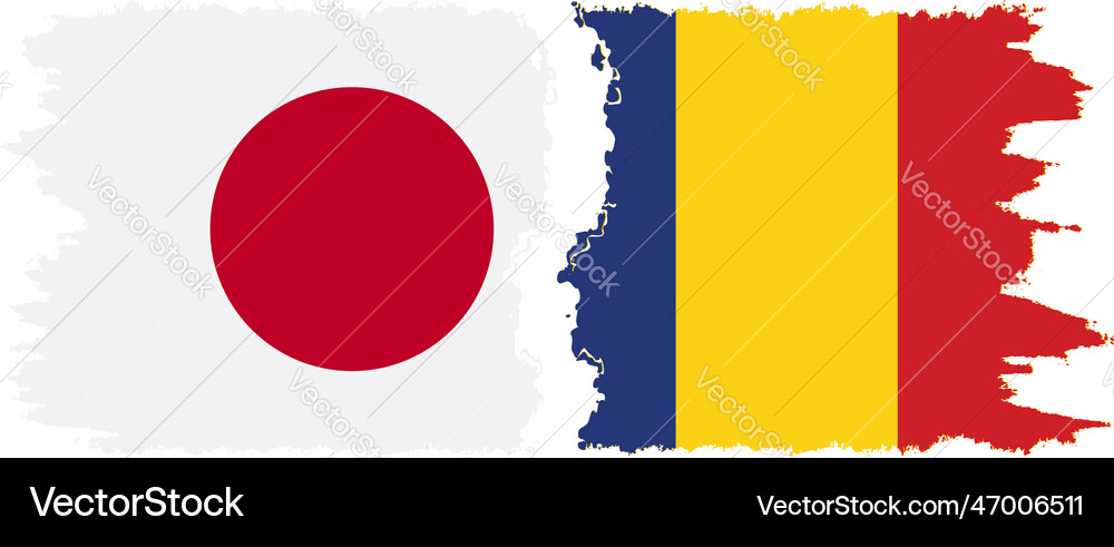 Romania and japan grunge flags connection Vector Image