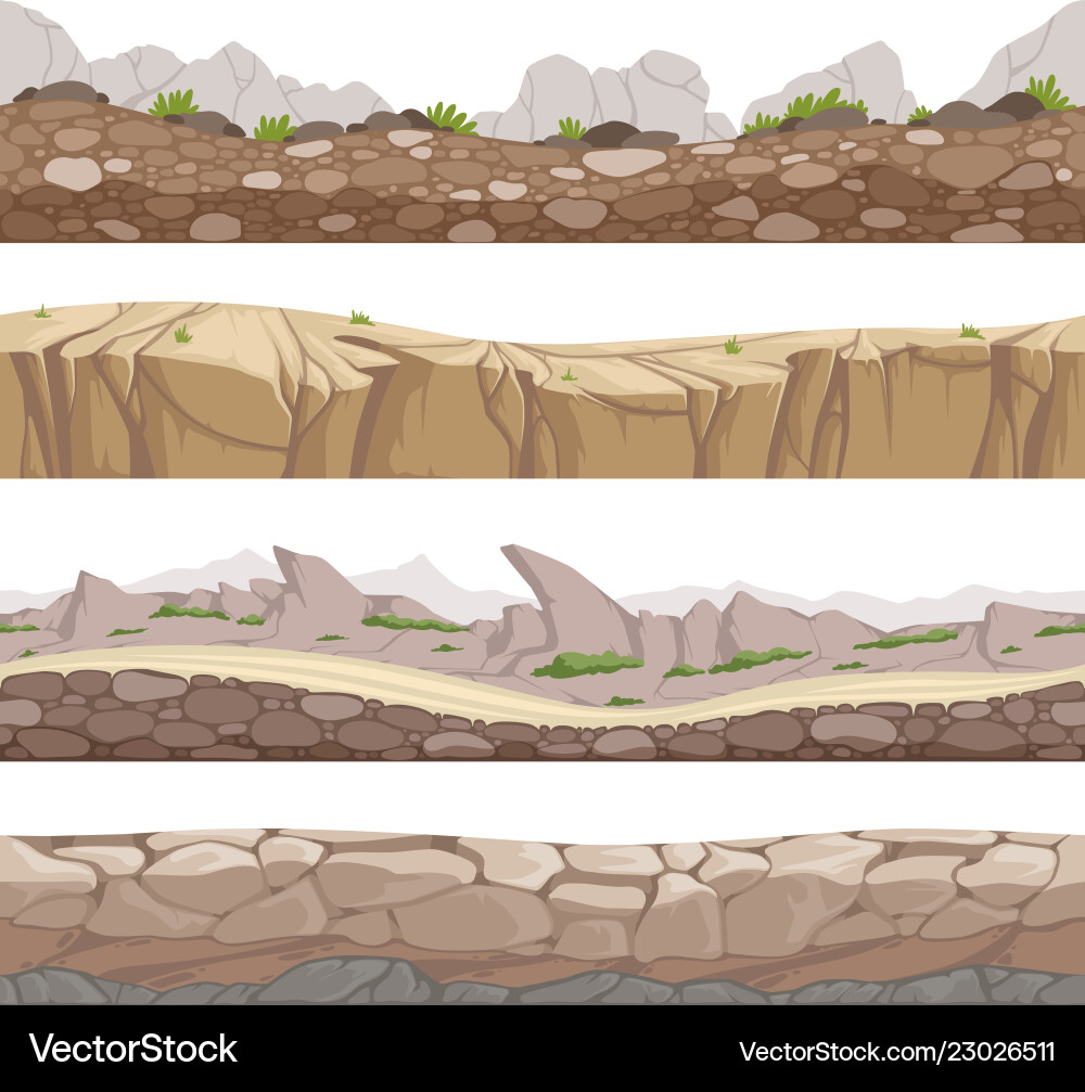 Stone road seamless rocky game backgrounds with Vector Image