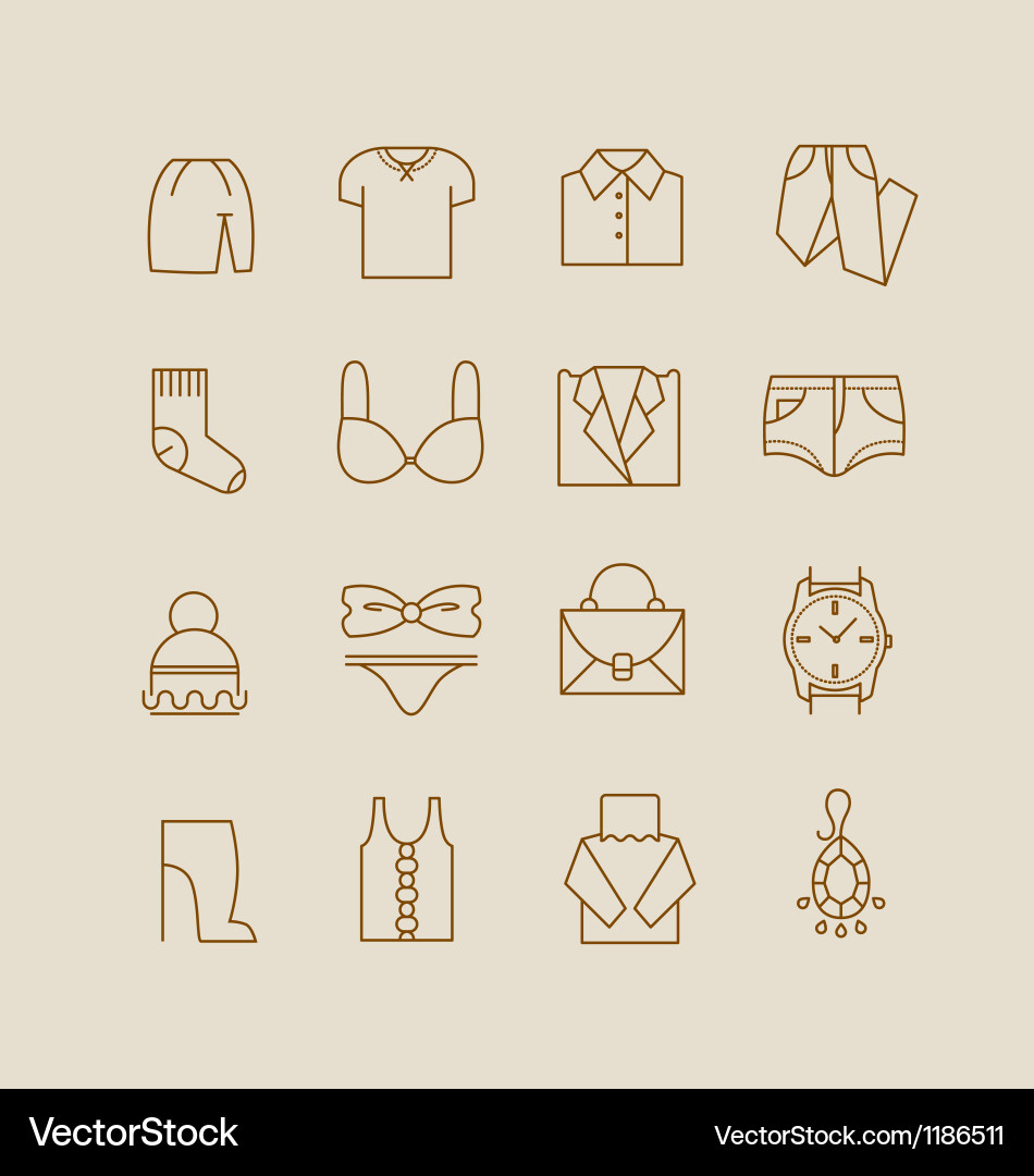 Woman clothes icons Royalty Free Vector Image - VectorStock