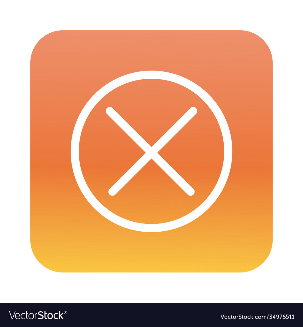 X symbol interface block gradient style icon Vector Image