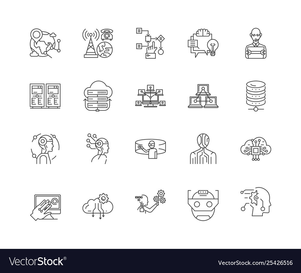 Data science line icons signs set Royalty Free Vector Image