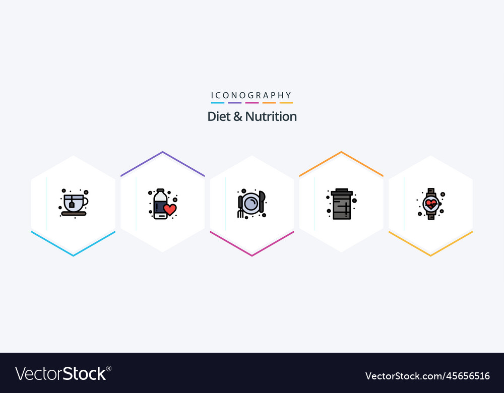 Diet and nutrition 25 filledline icon pack Vector Image