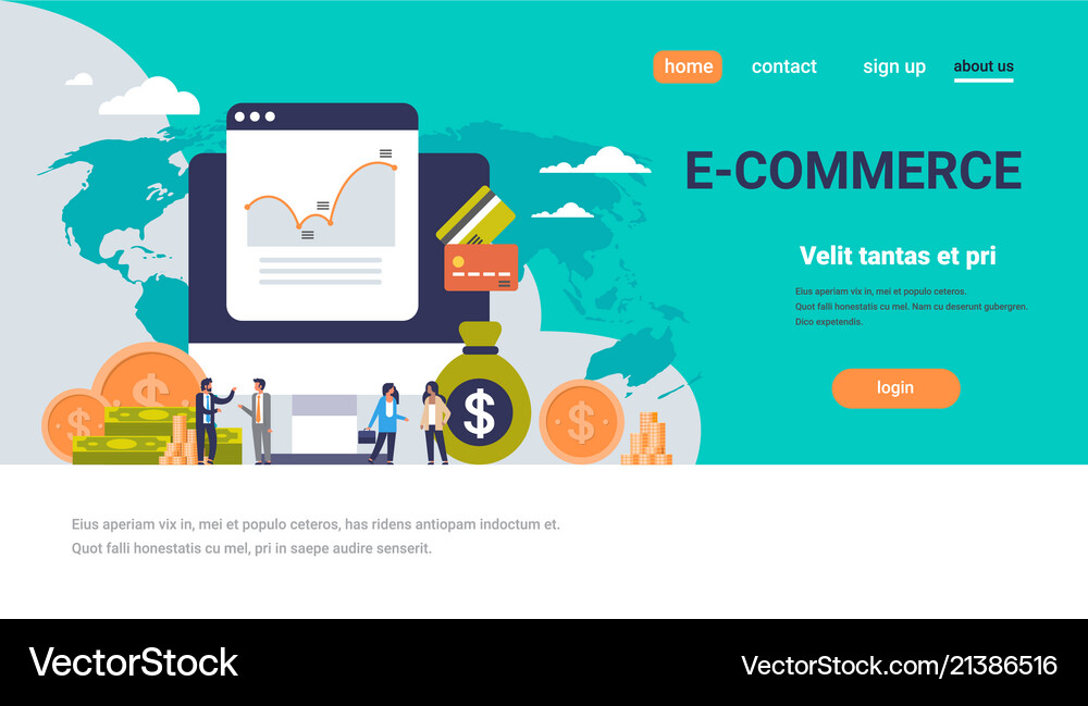 E-commerce business money graph growth wealth Vector Image