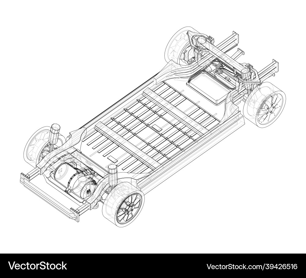 Electric car chassis with battery Royalty Free Vector Image