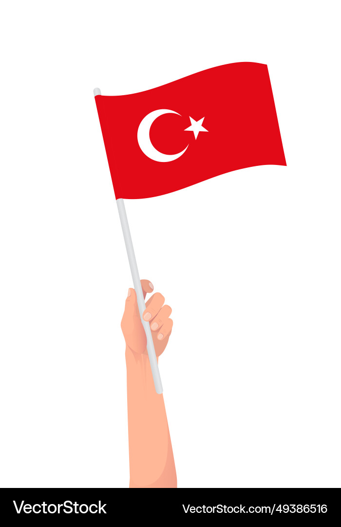 Flag of turkey hand holding Royalty Free Vector Image