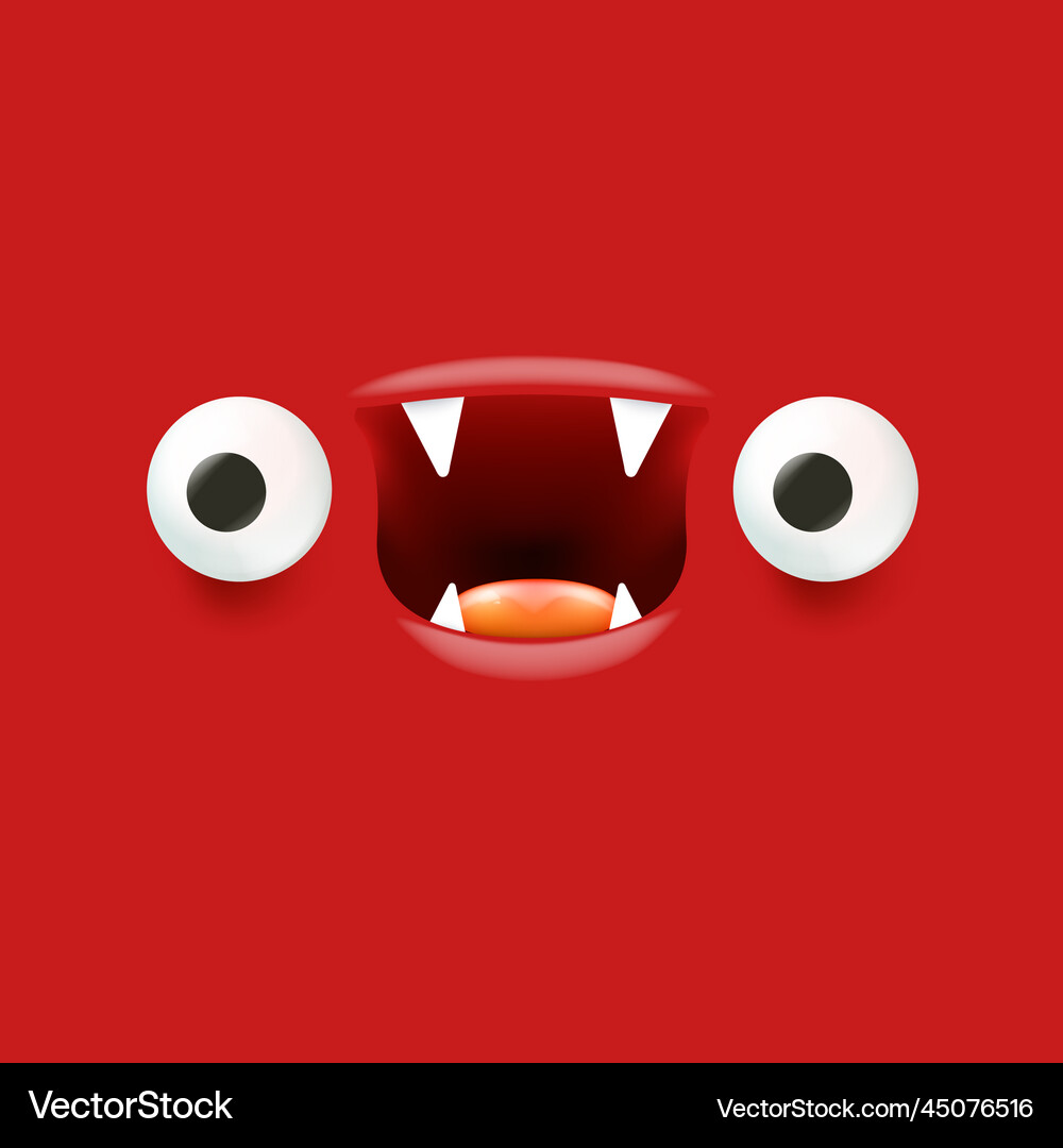 Funny angry red christmas monster face Royalty Free Vector