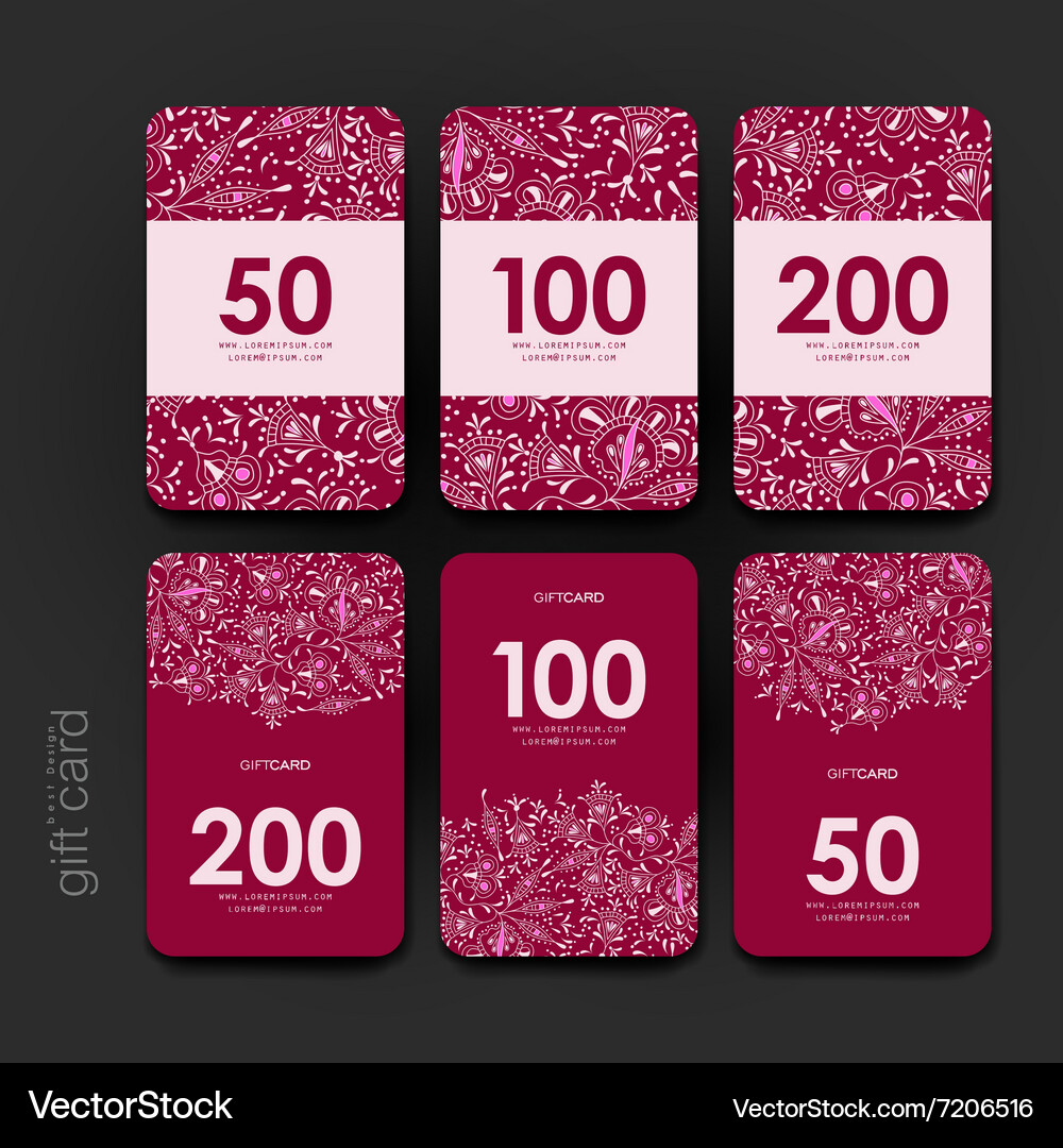 Gift coupon discount card template with floral Vector Image