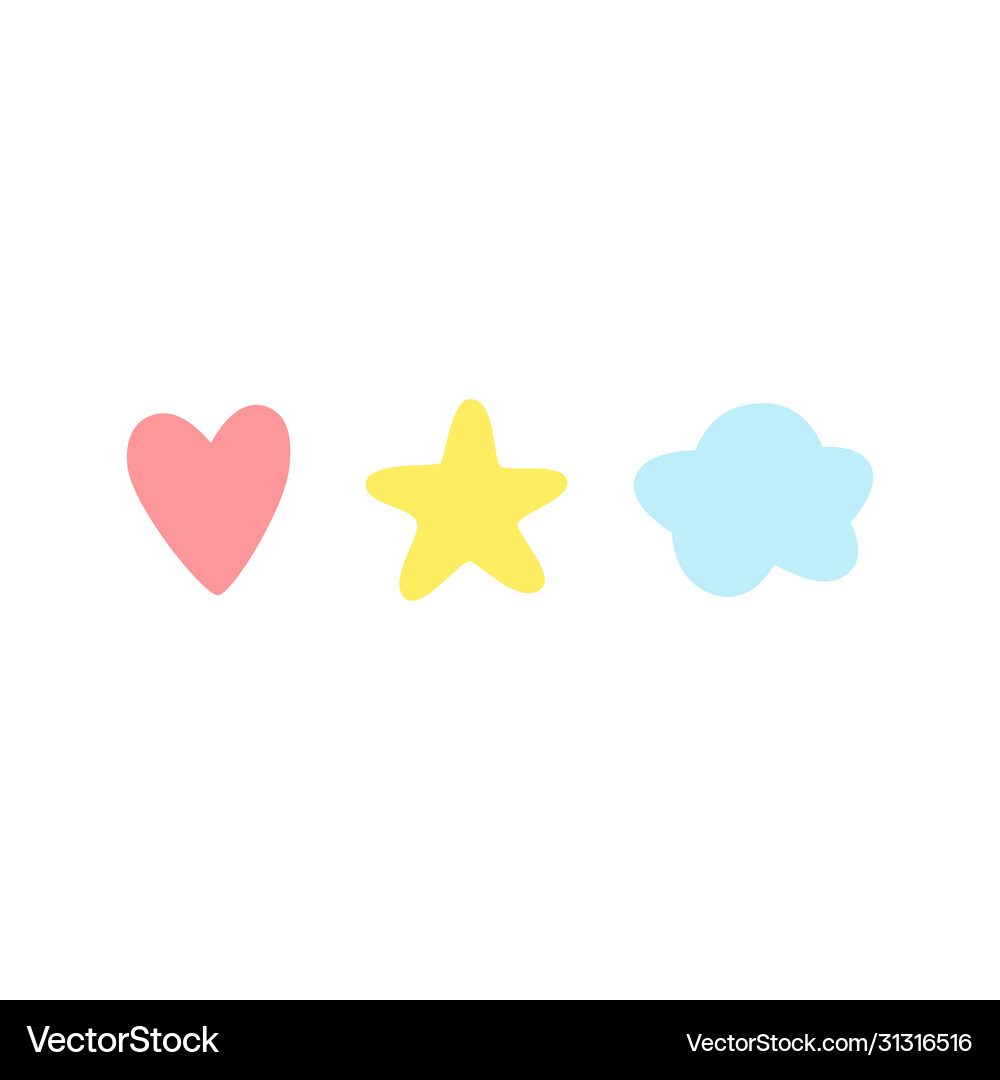 Heart star and cloud isolated images Royalty Free Vector