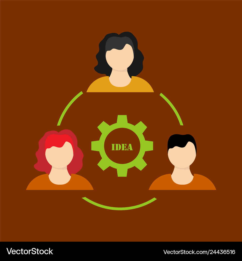 Humans in circle with gear inside icon isolated Vector Image