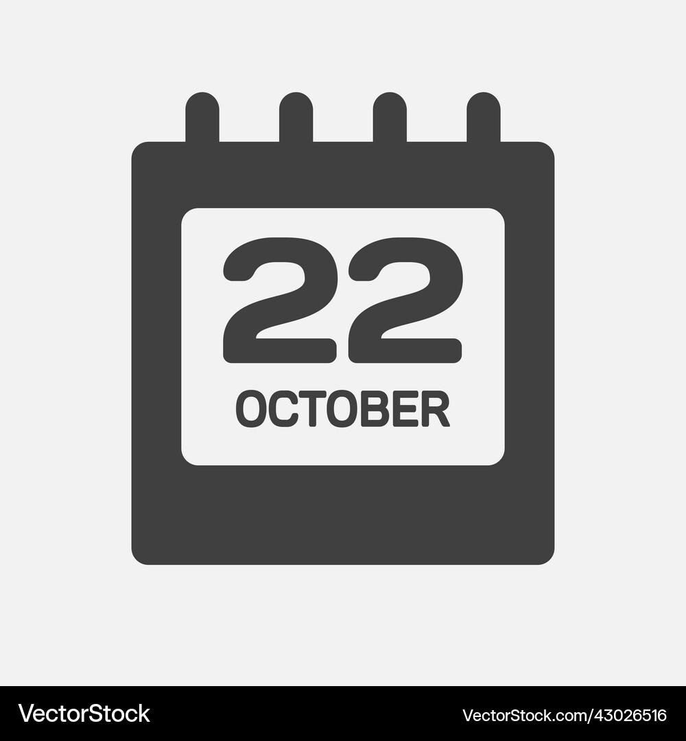 Icon page calendar day 22 october template date Vector Image