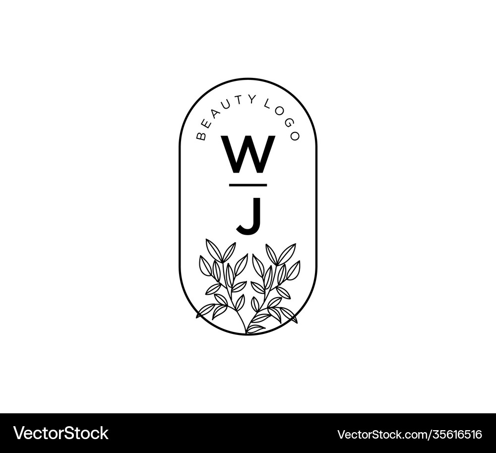 Initial wj letters beautiful floral feminine Vector Image