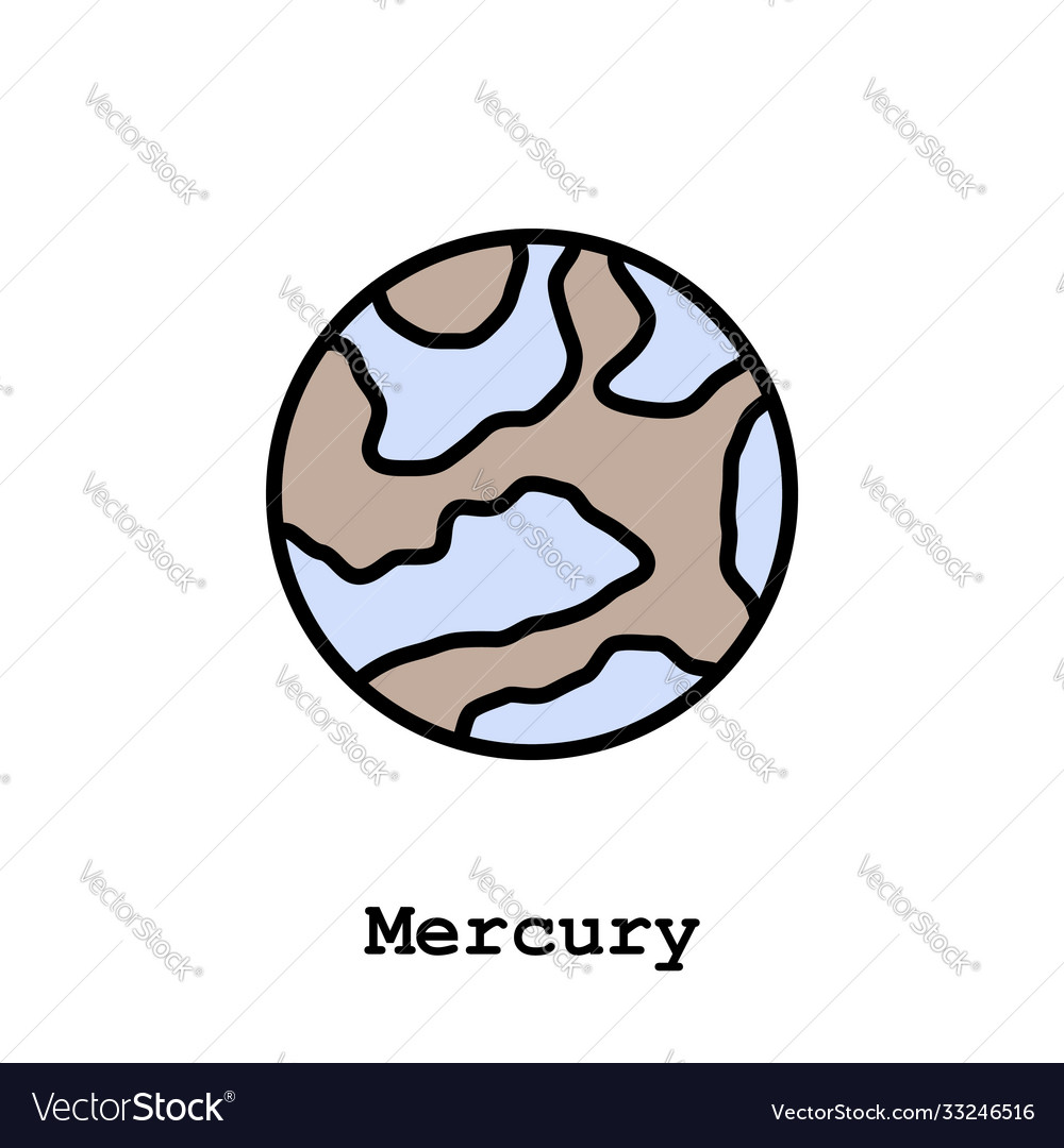 Mercury planet color icon thin line linear Vector Image Mercury planet color icon thin line linear Vector Image