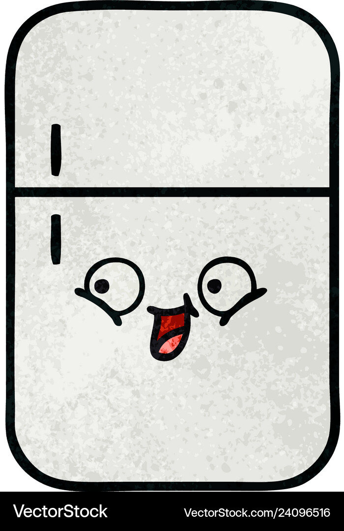 Retro grunge texture cartoon fridge freezer Vector Image