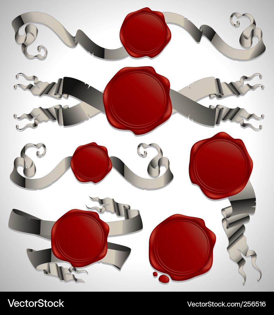 Set of ribbons with seals Royalty Free Vector Image