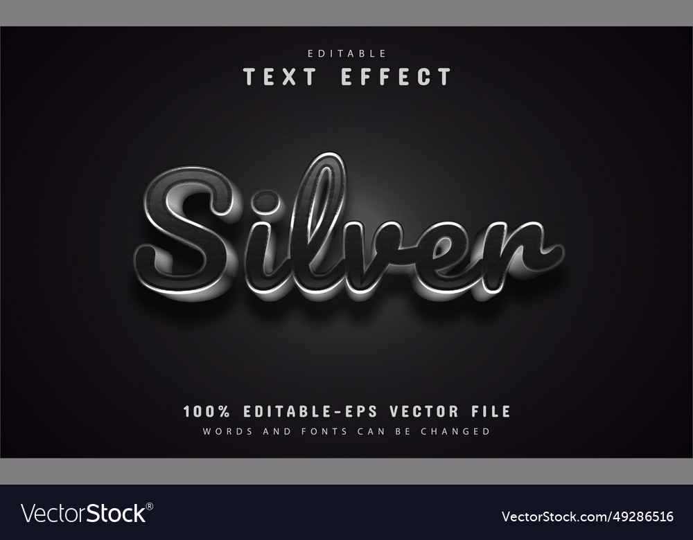 Silver text effect editable Royalty Free Vector Image