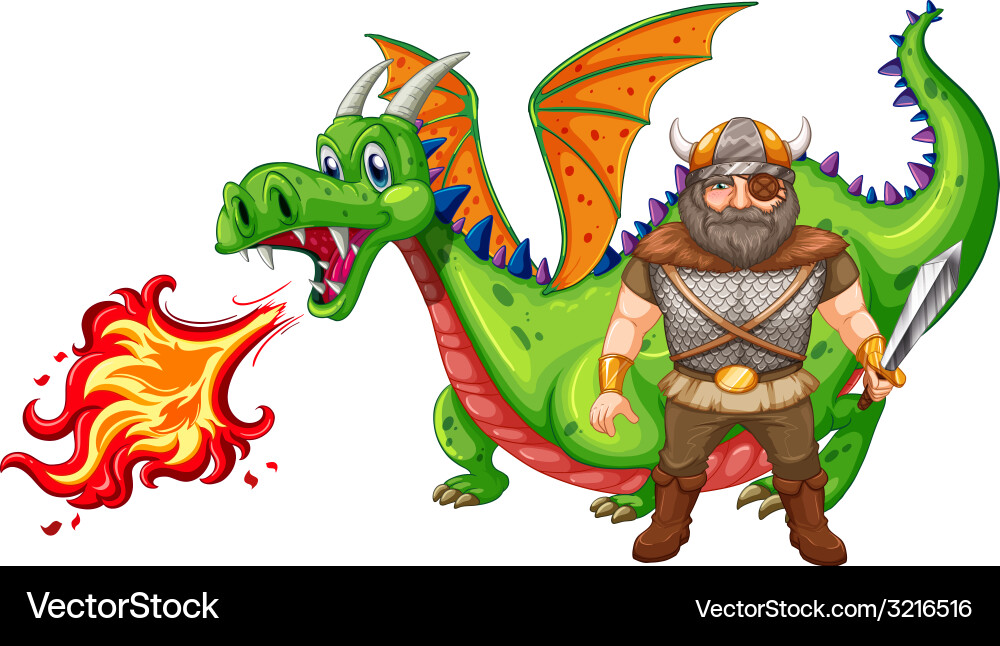Viking and dragon Royalty Free Vector Image - VectorStock