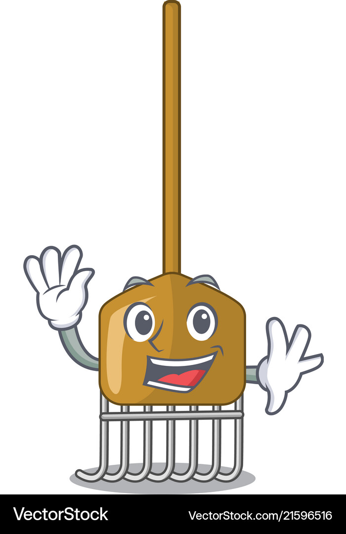 Waving Cartoon Rake Royalty Free Vector Image - VectorStock