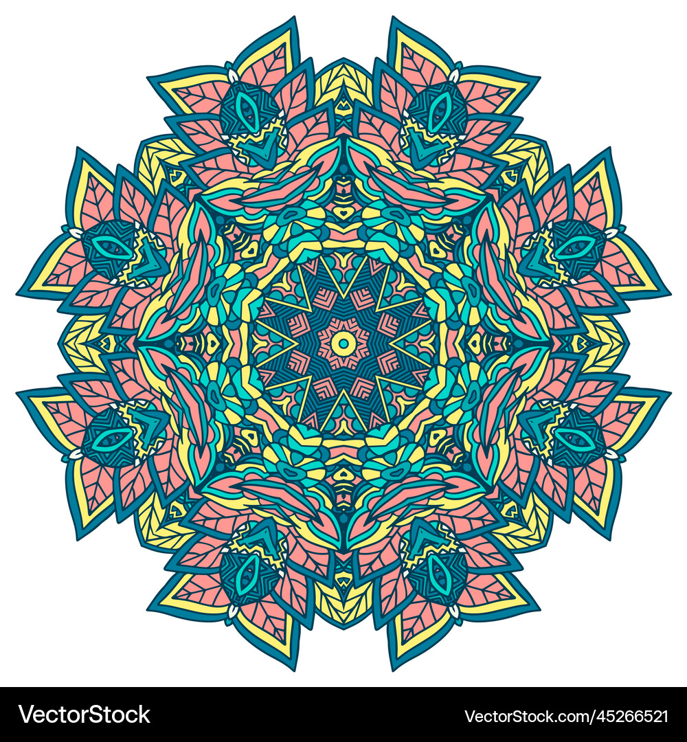 Abstract geometric floral mandala colorful Vector Image