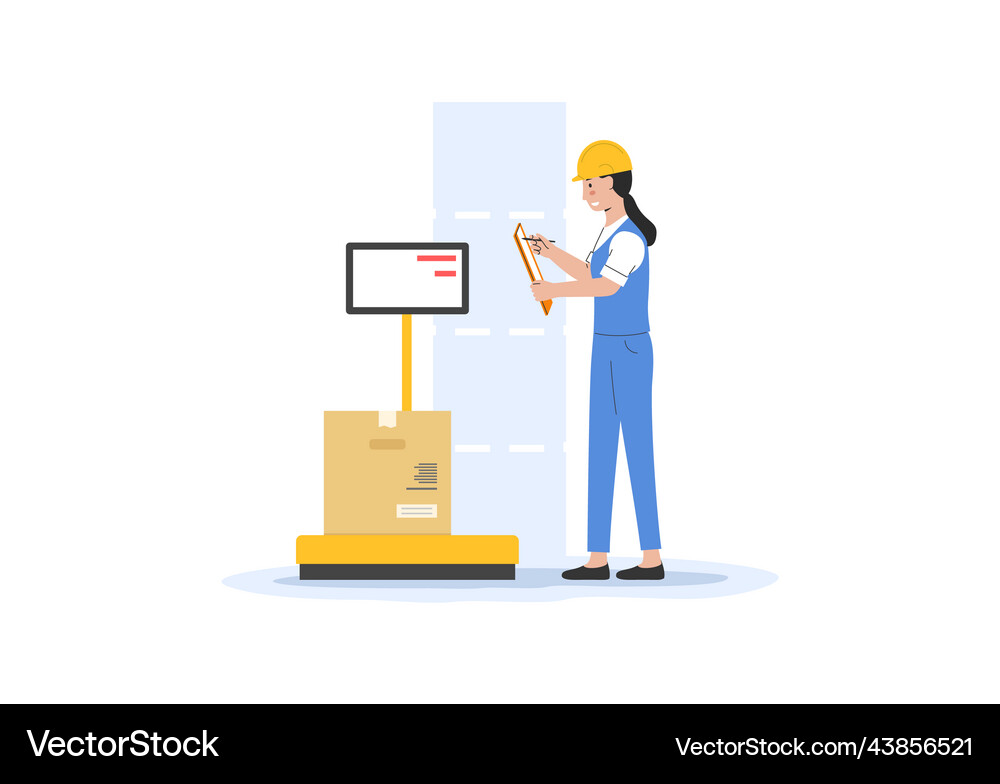 Concept of warehouse storehouse cheerful worker Vector Image