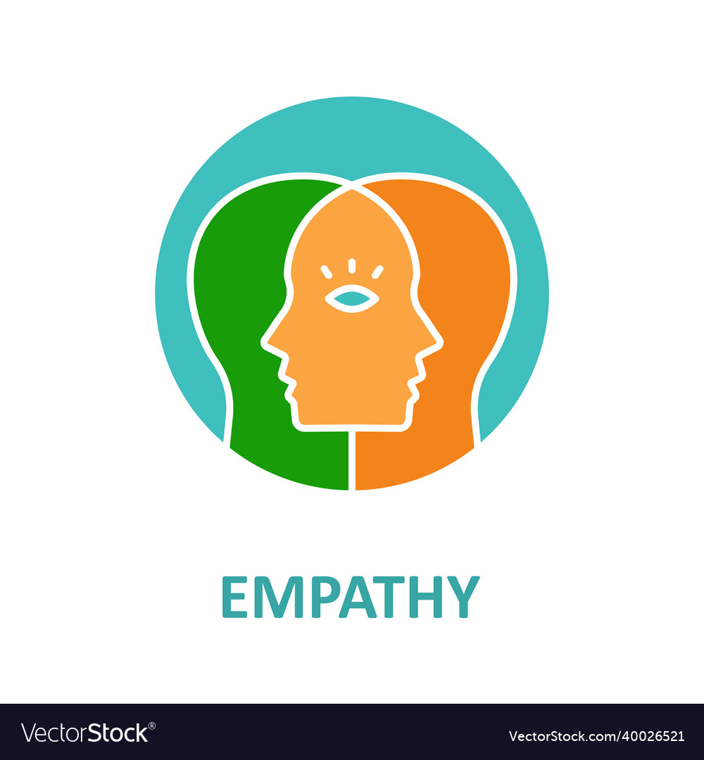 Empathy icon with two profiles flat Royalty Free Vector