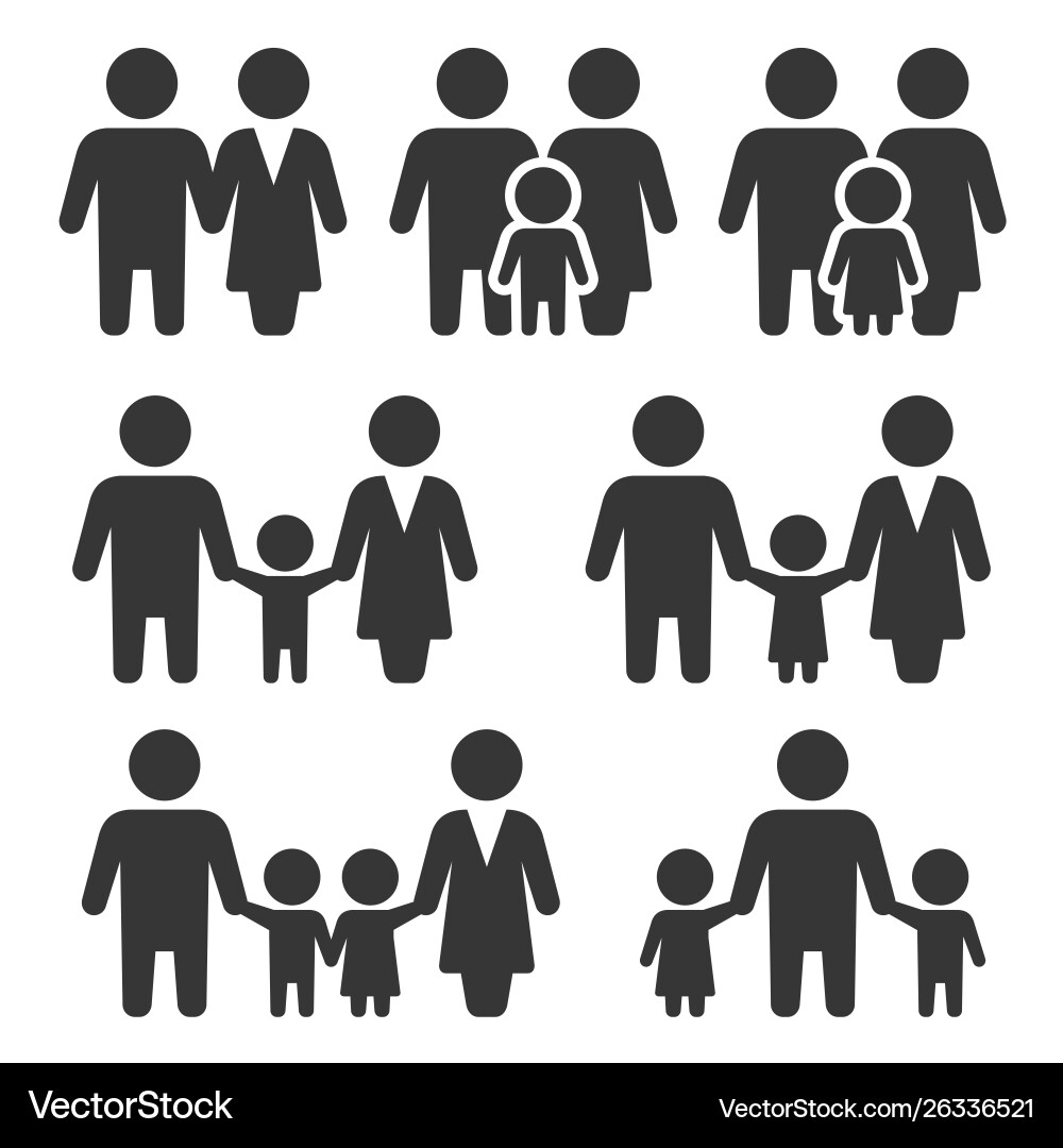 Family icons set on white background Royalty Free Vector