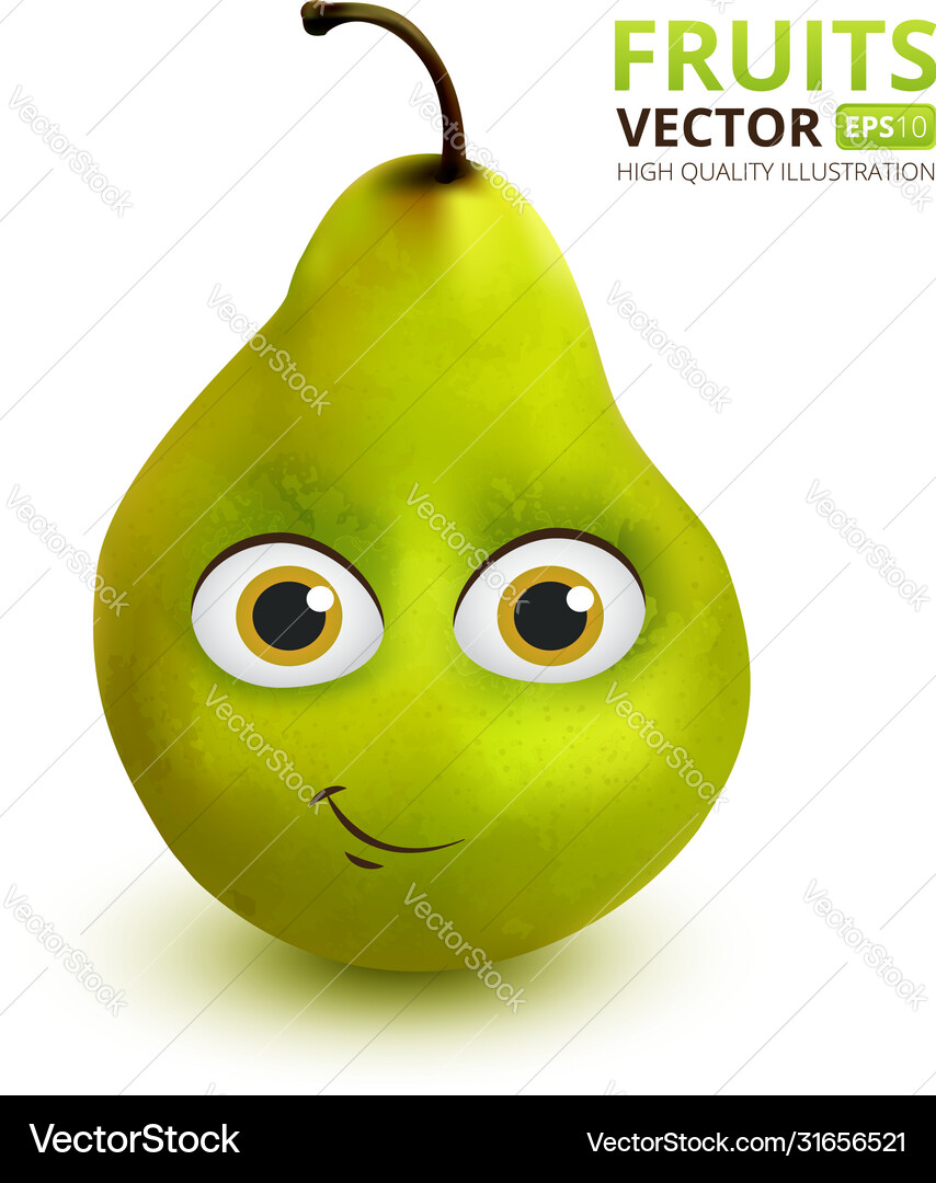 Funny and cute pear cartoon mascot character Vector Image