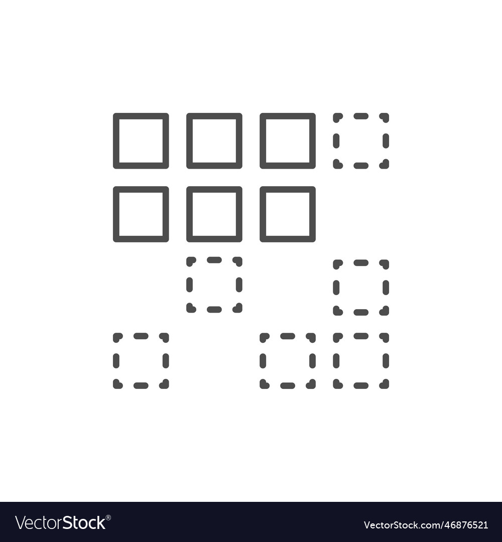 Grouping objects line outline icon Royalty Free Vector Image