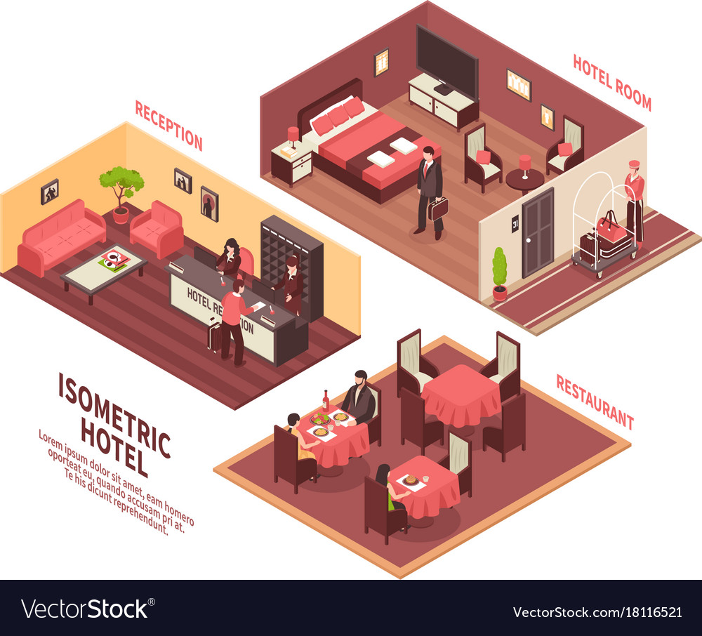 Isometric hotel Royalty Free Vector Image - VectorStock Isometric hotel Royalty Free Vector Image - VectorStock