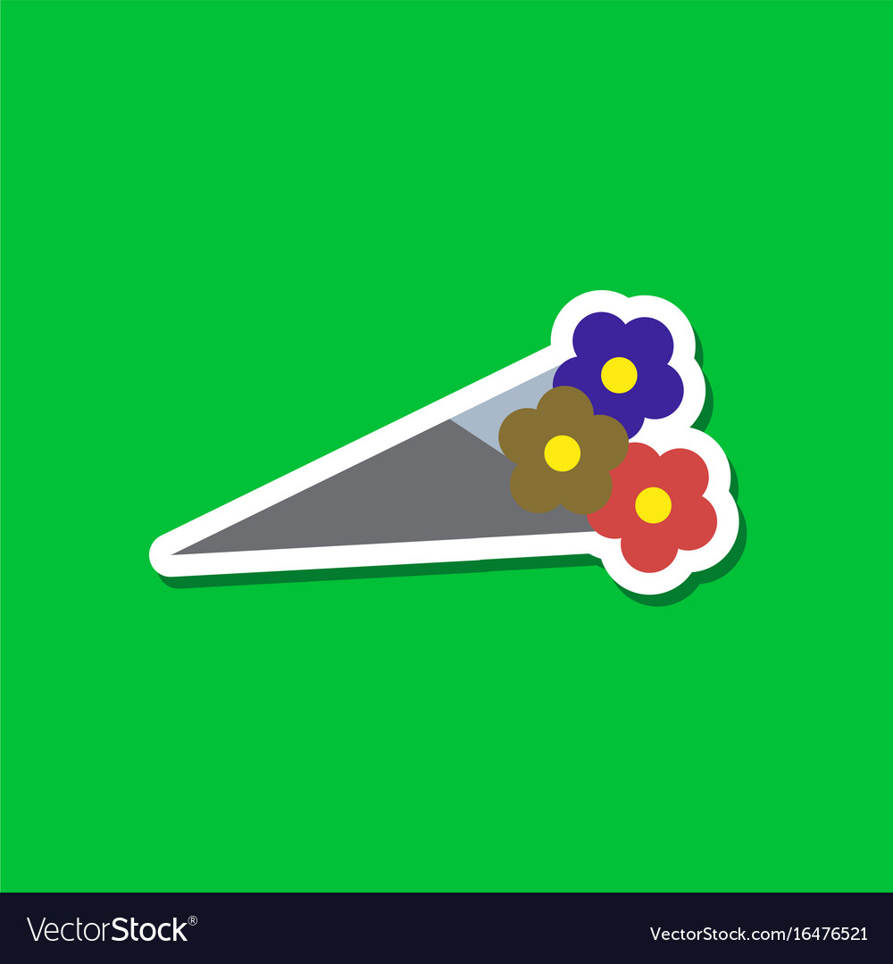 Paper Sticker On Stylish Background Bouquet Vector Image