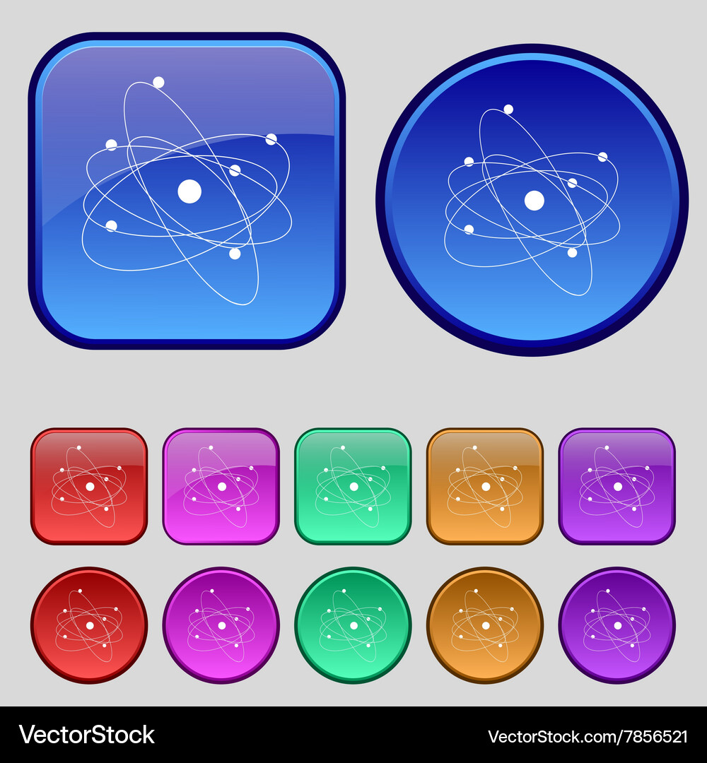 Physics atom big bang icon sign a set of twelve Vector Image