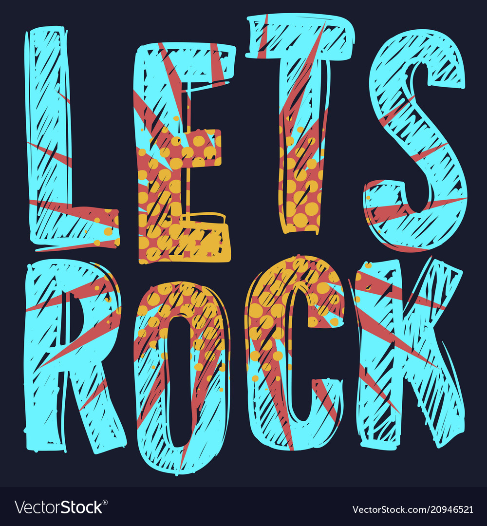 Rock type design with scribbled letter Royalty Free Vector