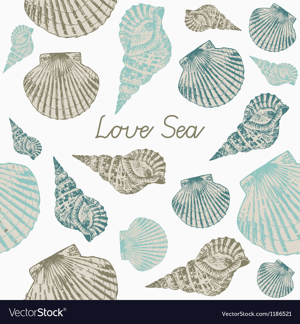 Seashells seamless background Royalty Free Vector Image