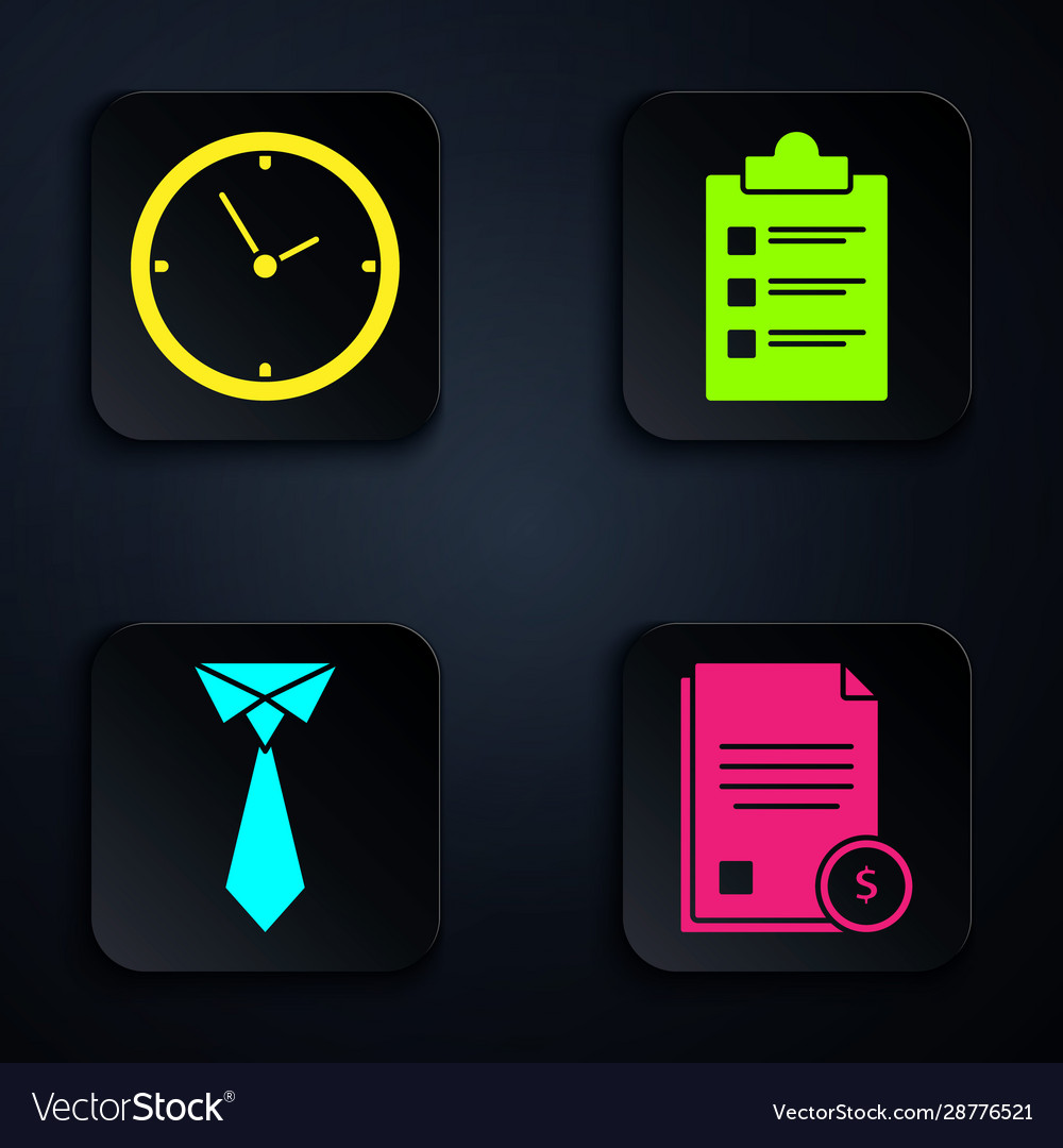 Set finance document clock tie and clipboard Vector Image Set finance document clock tie and clipboard Vector Image