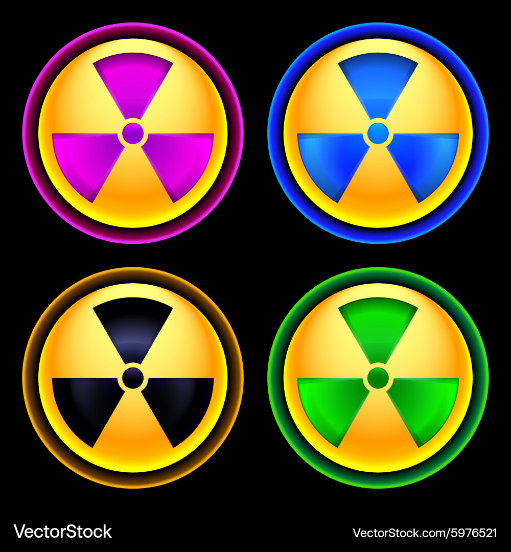 Set of colored icons radiation Royalty Free Vector Image