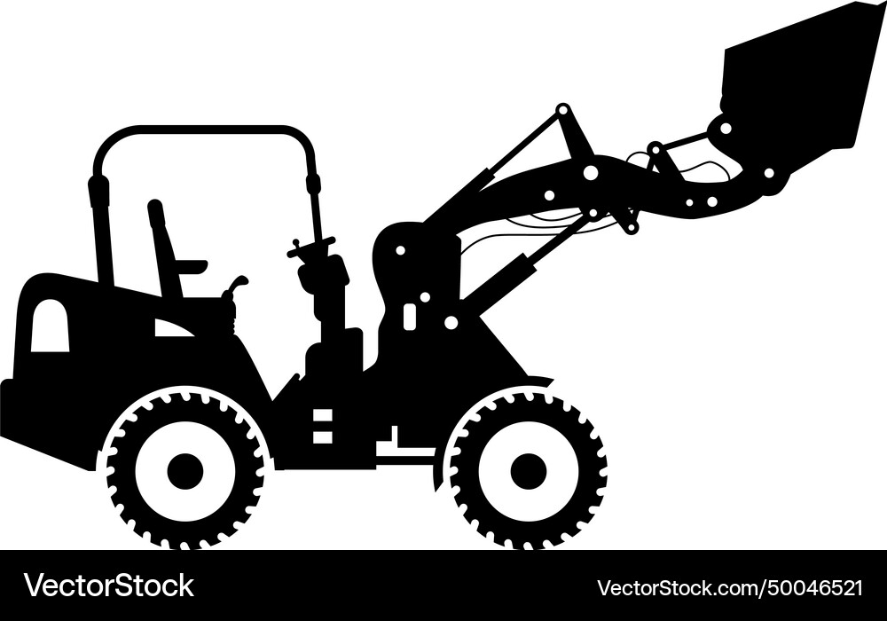 Silhouette of compact skid steer loader Royalty Free Vector